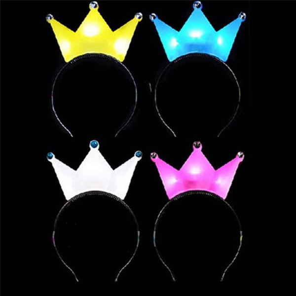 Woman Light Up Tiara Headband Flashing Crown Blinking LED Wedding Prom ...