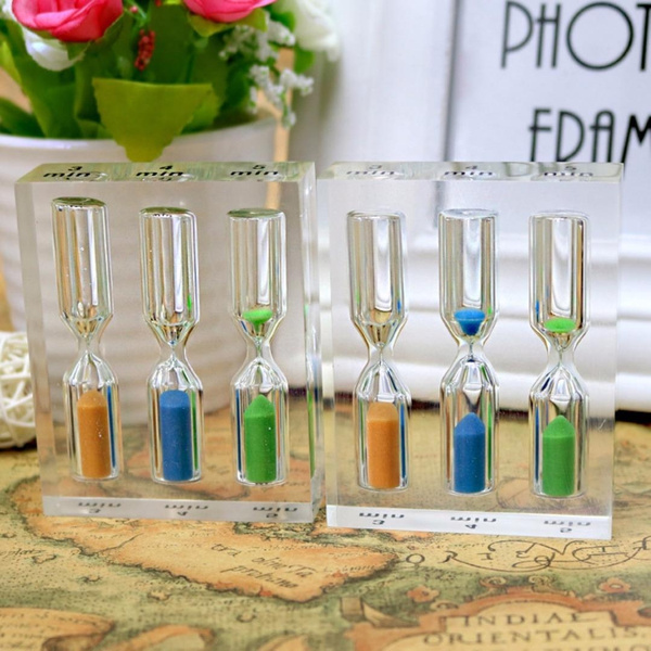 New Timer Hourglass 3,4,5min Sand Clock Sandglass Acrylic for Tea Cafe ...