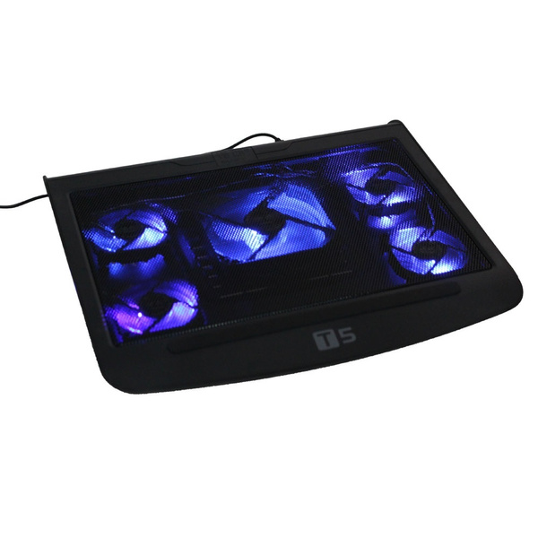 5 Fans Blue LED USB Port Cooling Stand Pad Cooler For 10"-17" Laptop ...