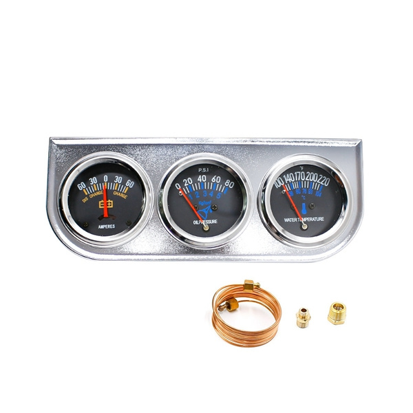 Universal Triple Gauges Set Kit 2" 52MM 3 In 1 AMP Meter Oil Pressure ...