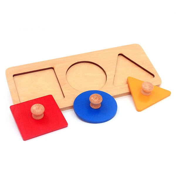 Baby Montessori Materials Wooden Toys Math Toys Geometry Shape Insets 3 ...