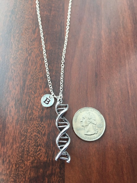 New DNA Double Helix Initial Necklace, DNA Jewelry, Science Jewelry ...