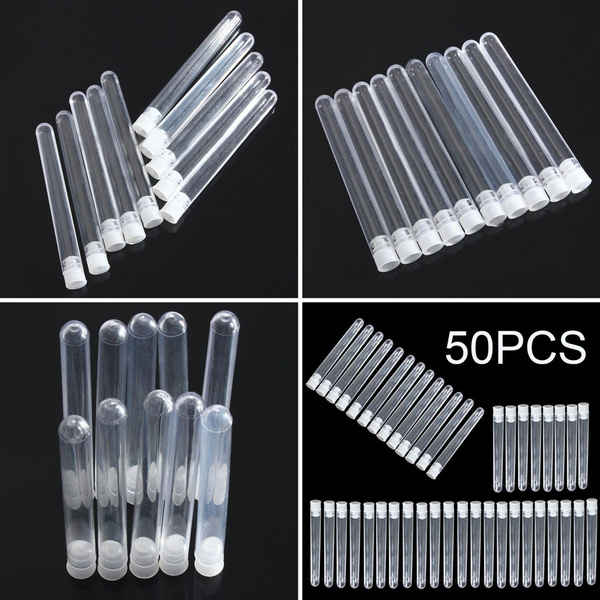 plastictesttube Plastic Test Tubes Vials + Push Caps New Set Clear ...