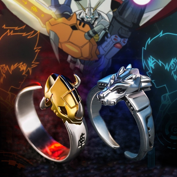 Digimon WarGreymon Omegamon MetalGarurumon 15th Anniversary Ring 925 ...
