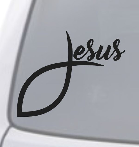 JESUS FISH Vinyl Decal Sticker Car Window Wall Bumper God Christian ...