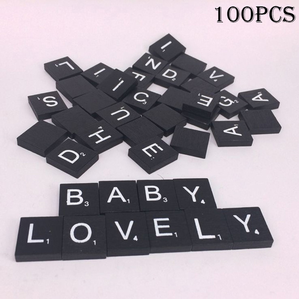 FASHION WOODEN SCRABBLE TILES BLACK LETTERS NUMBERS FOR CRAFTS WOOD ...