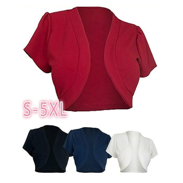 Women S-5XL Cadigan Short Sleeve Capelet Crop Tops Bolero Coat Dress ...