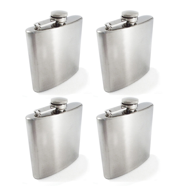 (4 Pack) 8oz.Outdoor Camping Chrome Stainless Steel Pocket Hip Flask | Wish