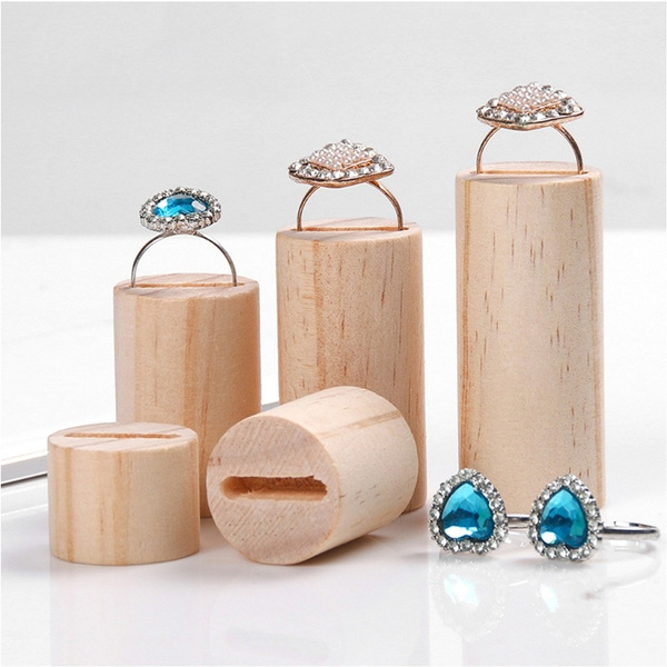 5 Pcs Wooden Ring Jewelry Display Rack Organizer Stand Cone Shape ...