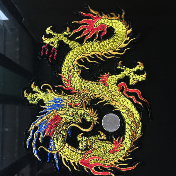 23CM 9inch Chinese Dragon Patch Embroidered Lace Motifs Applique Sew On ...