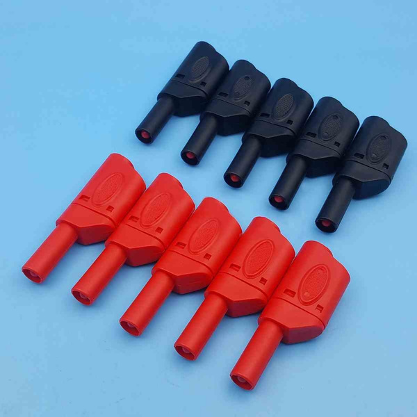 10pcs Red Black Fully Insulated 4mm Male Stackable Banana Plug ...