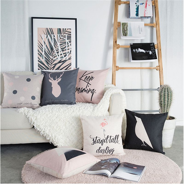 Scandinavian Simple Pastoral Style Romantic Pink Elk Pattern High Grade ...