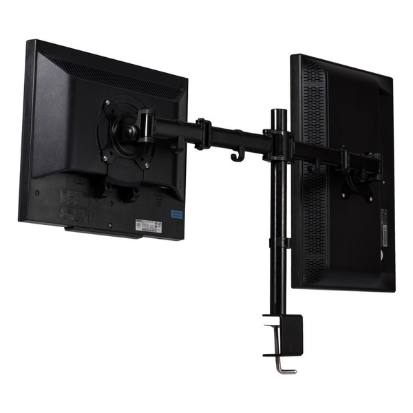 Steel Dual Monitor Arm Desk Table Mount Stand 2 LCD Fully Swivel Clamp ...