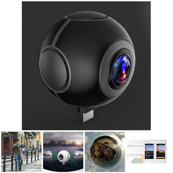 Gorgeous 360 Degree HD Mini Sport Camera Dual Fisheye Lens VR Real Time ...
