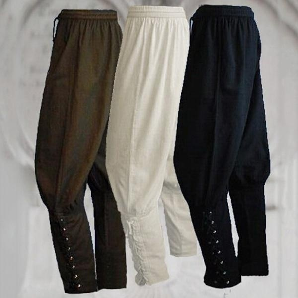 Mens Medieval Pirate Cosplay Costume Pants Renaissance Navigator ...
