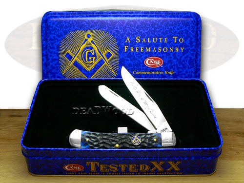 Case XX Knives Blue Masonic Trapper Collector's Tin Pocket Knife 01058 ...