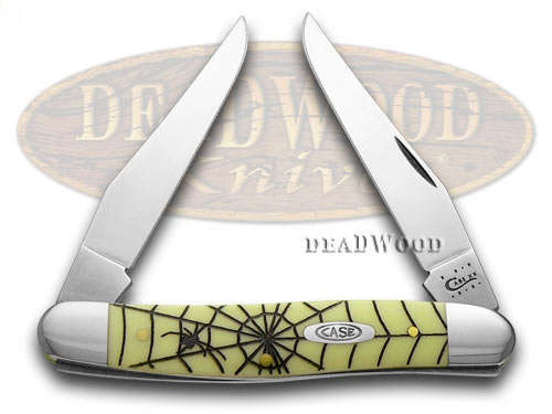 Case xx Yellow Delrin Spider Web Muskrat Pocket Knife Knives Carbon ...