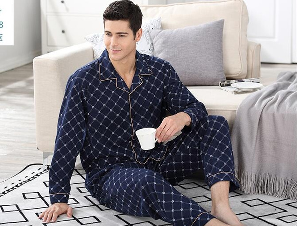 Men's Soft Cotton Flannelette Pajamas Pyjamas PJ Set Two Piece | Wish