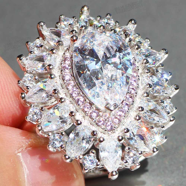 Luxury Silver White Sapphire Rings Natural Gemstones Birthstone ...