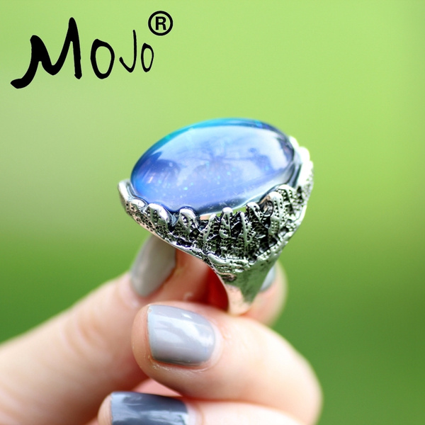 Mojo Burning Fire Pattern Antique Sterling Silver Plating Oval Stone ...