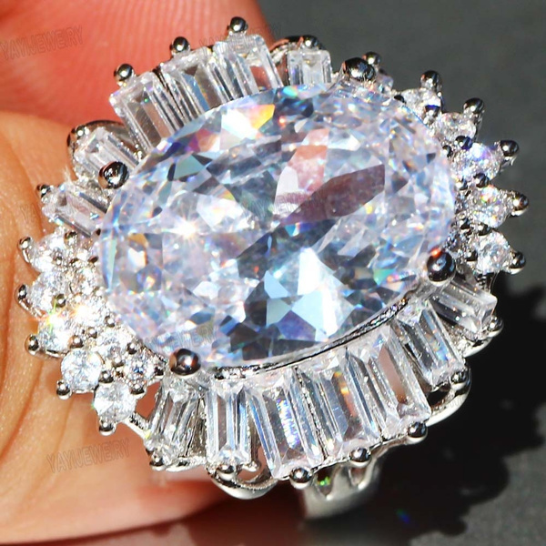 Luxury Silver White Sapphire Rings Natural Gemstones Birthstone ...