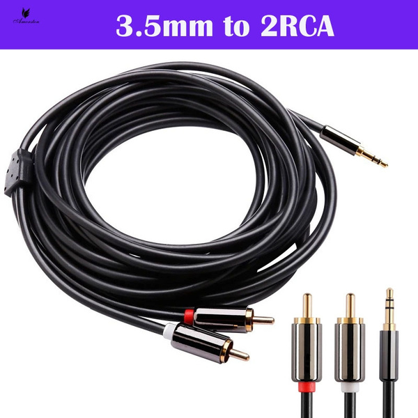 Amorston Premium 3.5mm HiFi Audio Adapter to 2 RCA Cables Male to Male ...
