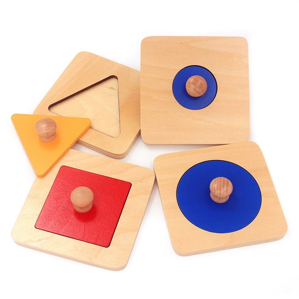 Montessori Educational Wooden Toys Geometry Shape Insets Multicolor ...