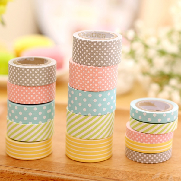 5pcs/set Paper Tapes Handmade DIY Decorative Washi Tape Adhesive Tapes ...