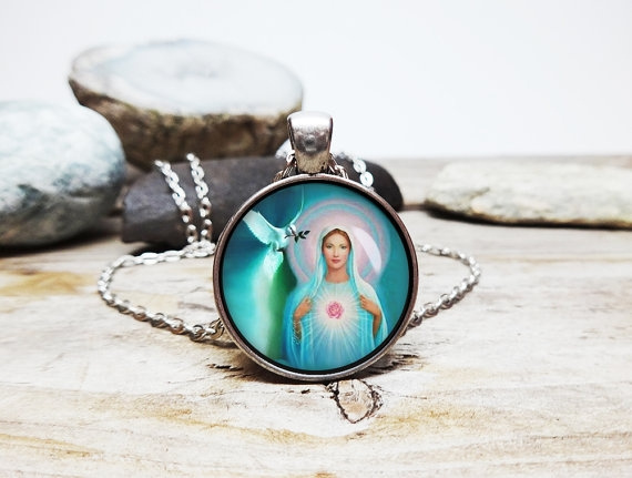 Mother Mary Necklace Virgin Mary necklace Hail Mary full of grace ...
