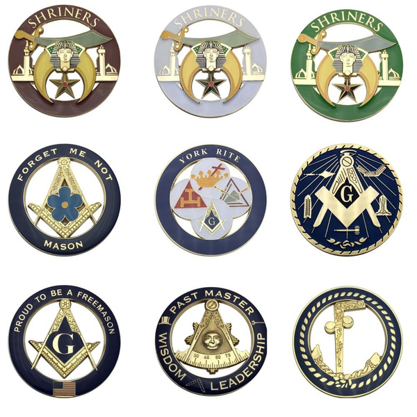 Mason 3" New Real Gold Plated Masonic Car Decal Auto Emblems With Red ...