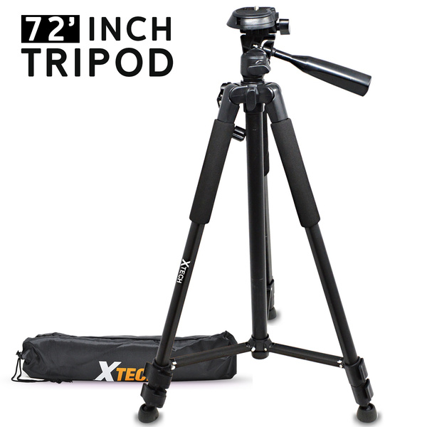 Xtech Pro Series 72’ inch Tripod with Carrying Case, 3 way Pan-Head ...