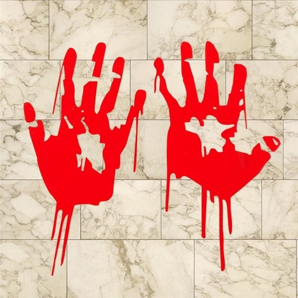 2Pcs Red Resident Evil Zombie Horror Vampires Bloody Handprint ...