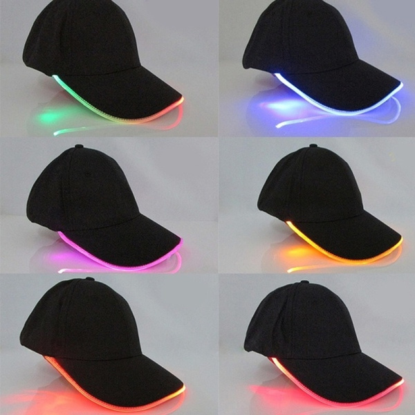 LED Light Baseball Hat Luminous Cap Fashion Snapback Hat Fiber Optic ...