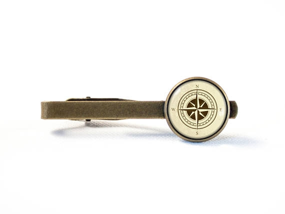 Compass tie clip Men gift Compass tie bar Compass jewelry Husband gift ...
