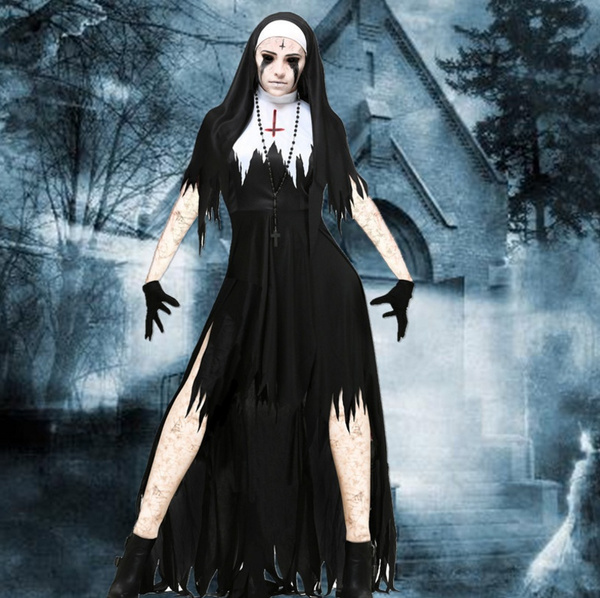 New Stylish Halloween Cosplay Vampire Nuns Devil Costume Party Dress ...