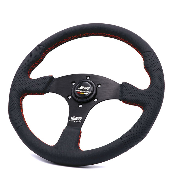 Mugen 14inch/350mm Modified Steering Wheel Leather Steering Wheel ...