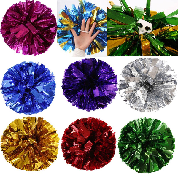 Multicolor Metallic Foil And Plastic Ring Handheld Pom Poms ...
