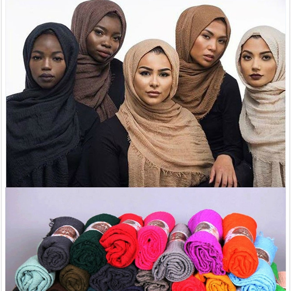 Fashion Monochrome Silk Scarf Long Scarves Muslim Scarf Islamic ...
