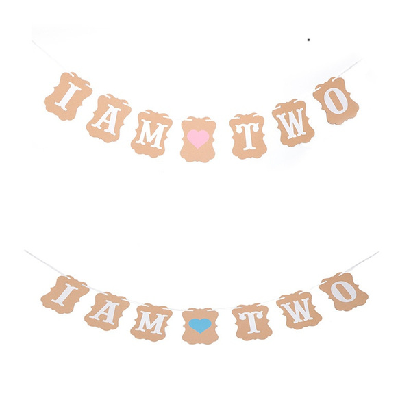I Am Two Kraft Paper Banner 2 Years Birthday Boy Girl 2nd Party Decor ...