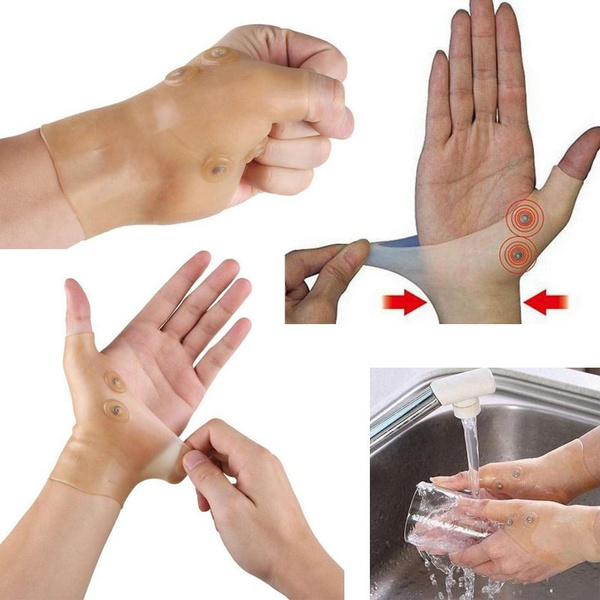 Silicone Magnetic Therapy Support Hand Strap Wrist Gloves Sprain ...