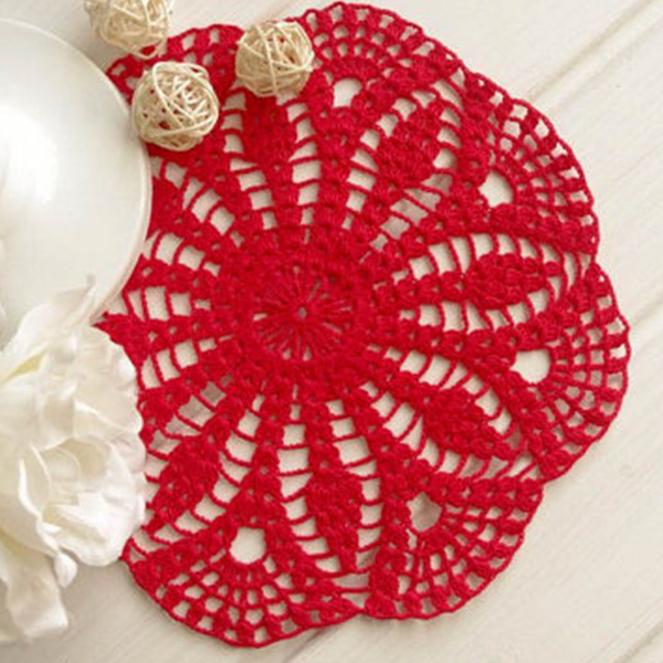 Crochet doily Red crochet doilies Cotton lace doilies Table decoration ...