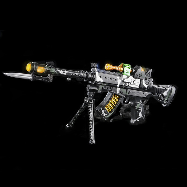 Rinco Light-Up Combat Mission Rifle 22" LED Gun w Bayonet, Black Grey ...