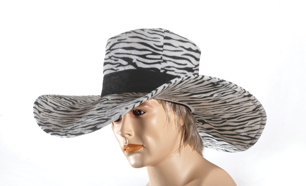 Loftus Men Zebra Pimp Wide Brim Big Daddy Costume Hat, Black White, One ...