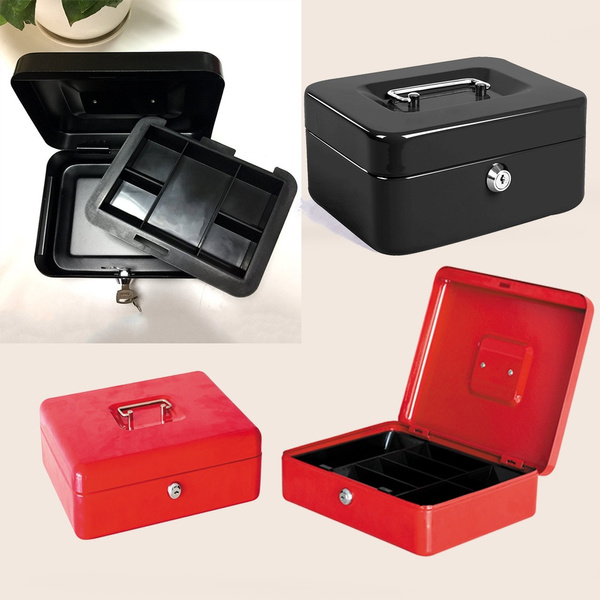 New Stainless Steel Petty Cash Box Lock Bank Deposit Safe Key Security ...