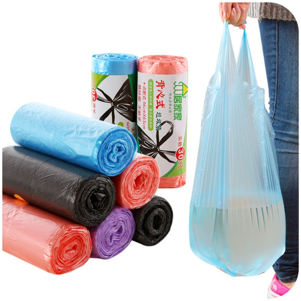 5 Roll/set Plastic Rubbish Garbage Bags Kitchen Toilet Clean-up Waste ...