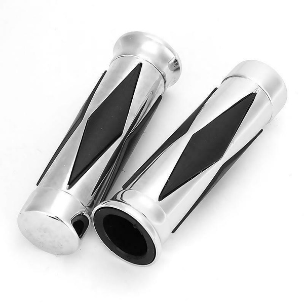 Chrome Motorcycle Grip Hand 1inch Handlebar Diamond Chopper Bobber ...