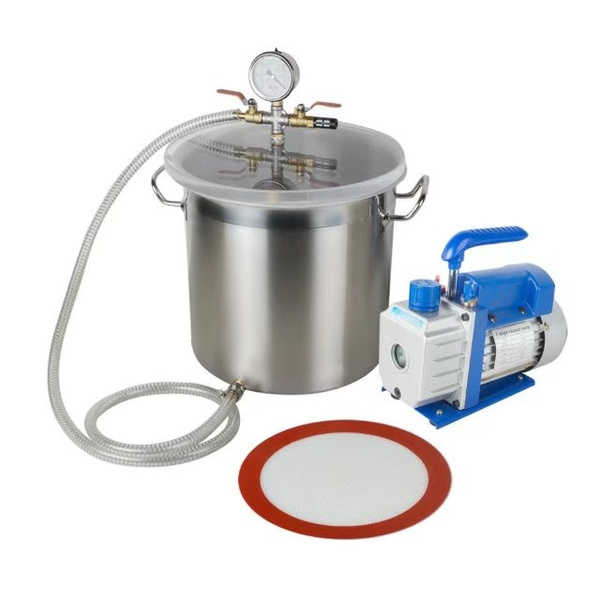 5 Gallon Stainless Steel Vacuum Degassing Chamber Silicone Kit w/3 CFM ...