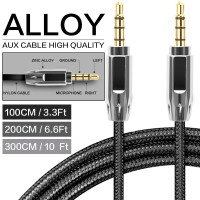 Zinc Alloy Polished Metal Connectors Male To Male Aux Audio Cable 3.5mm ...
