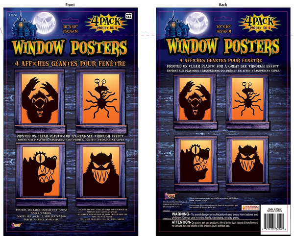 Forum Freaky Monsters Window Posters 4pc 30" Window Clings, Black | Wish