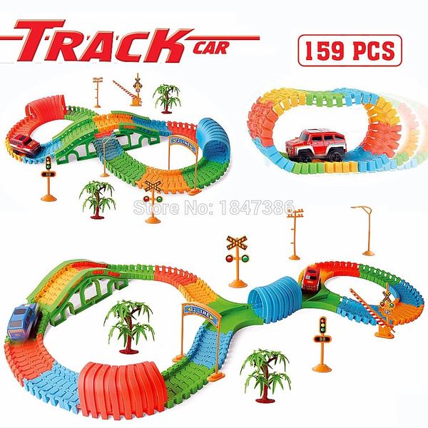 159PCS DIY Assembly Diecast Roller Coaster Flexible Track Rail Car ...